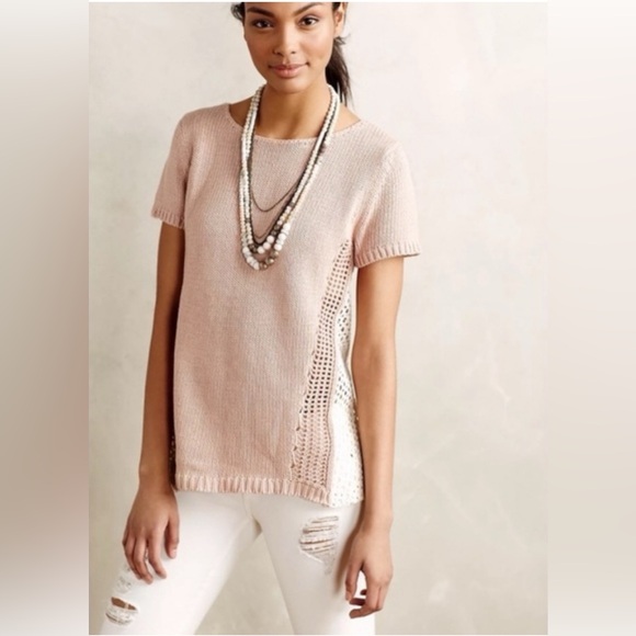 Anthropologie | Tops | Anthropologie Moth Madeira Crochet Sweater Top ...